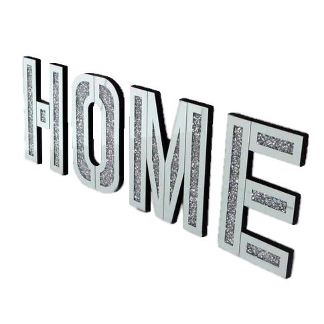 Silver Mirror Glass HOME Letters Sign Wall Hanging Art Plaque - Etsy