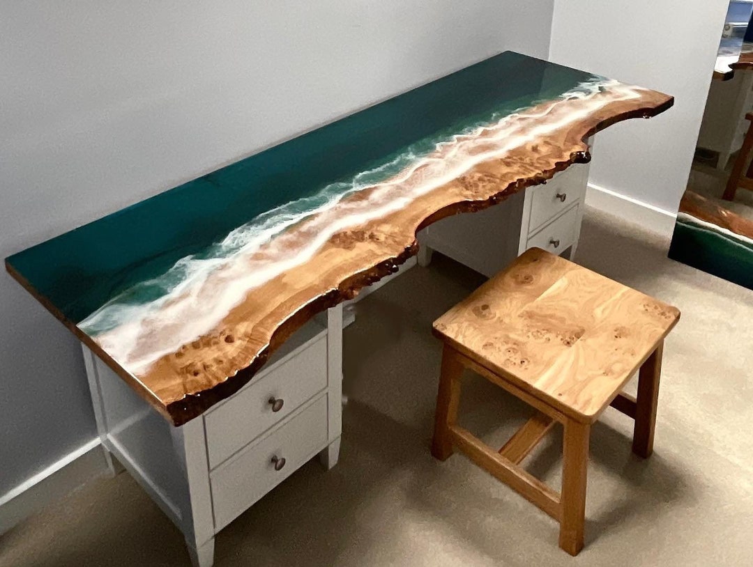 Live Edge Ocean Resin Office Desk Top - Etsy