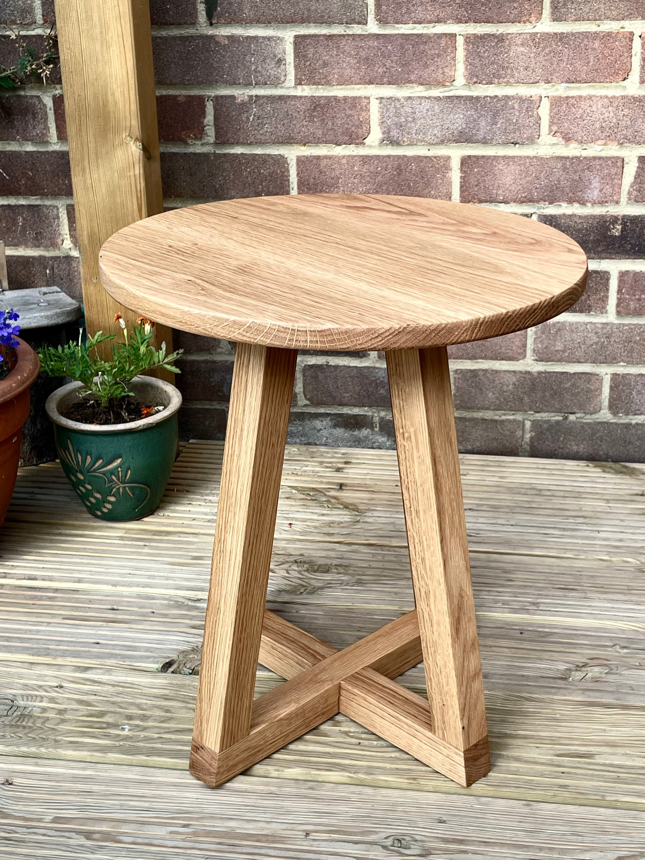 Handmade 50cm Round Oak Side Table Scandinavian Furniture for Living ...