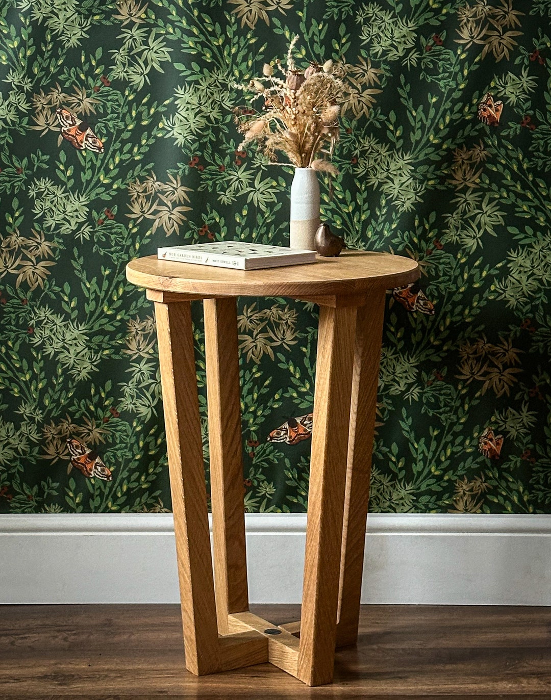 Scandinavian Furniture Tall Slim Round Oak Side Table - Etsy