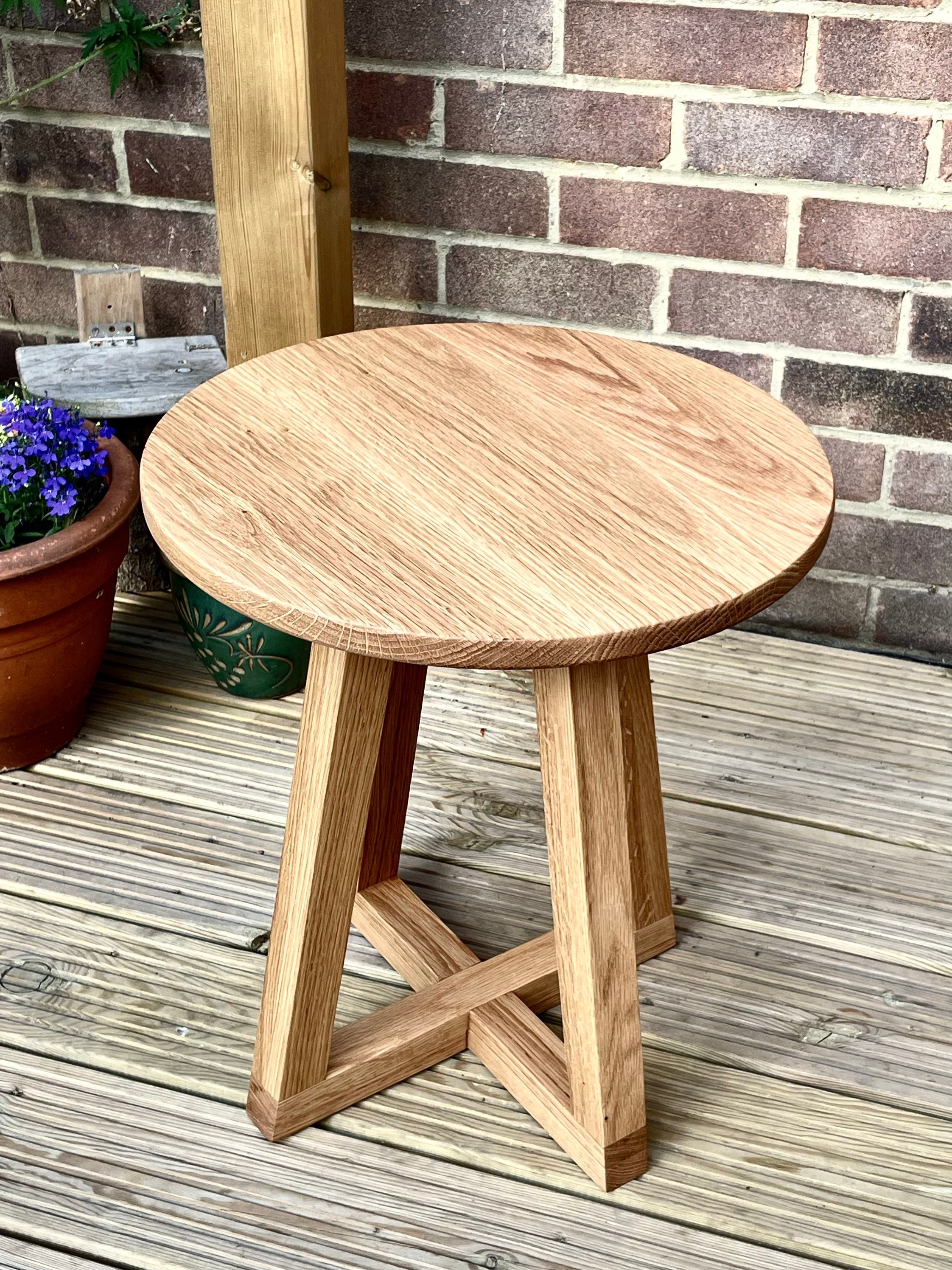 Handmade 50cm Round Oak Side Table Scandinavian Furniture for Living ...