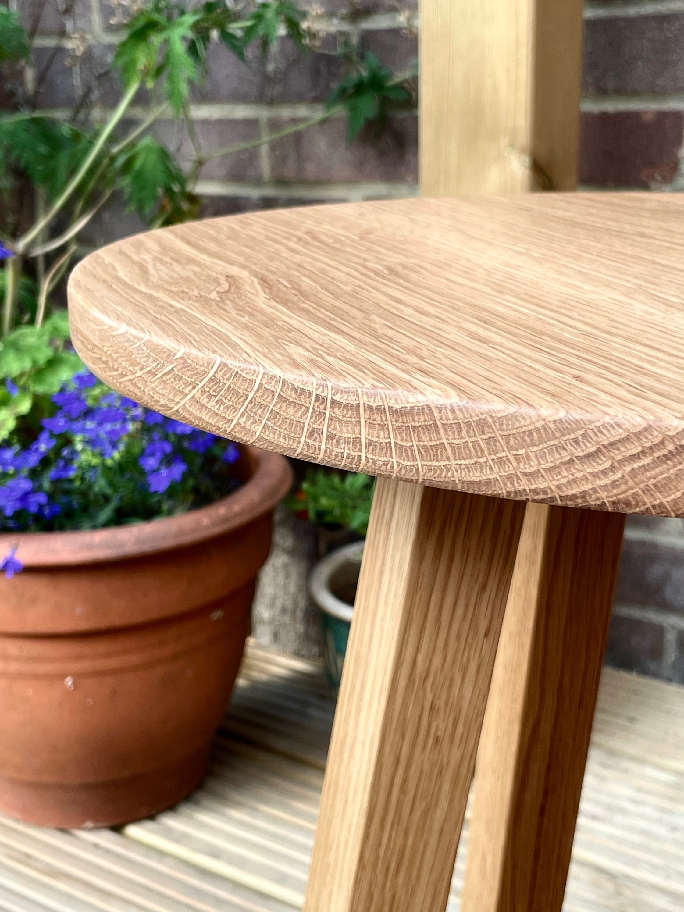 Handmade 50cm Round Oak Side Table Scandinavian Furniture for Living ...