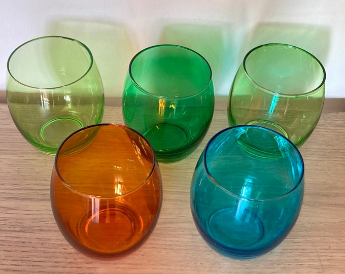 Old Colored Water Glasses, Vintage Colored Water Glass - Etsy