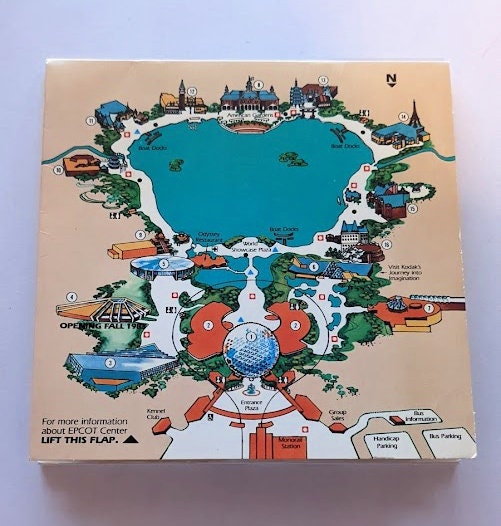 1983 Epcot Center, Kodak Souvenir Info Wheeled Map, Future World, World ...