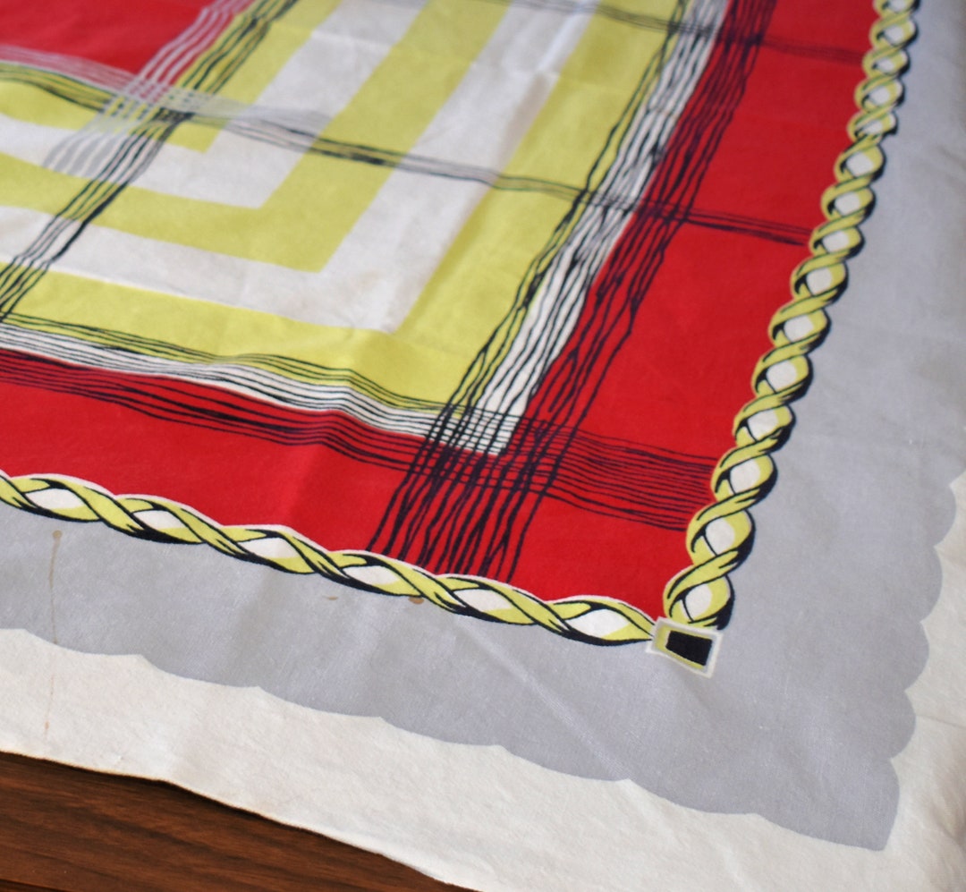 Ho Ho Ho Eye Catching Christmas Tablecloth, Vintage Mid Century Modern ...