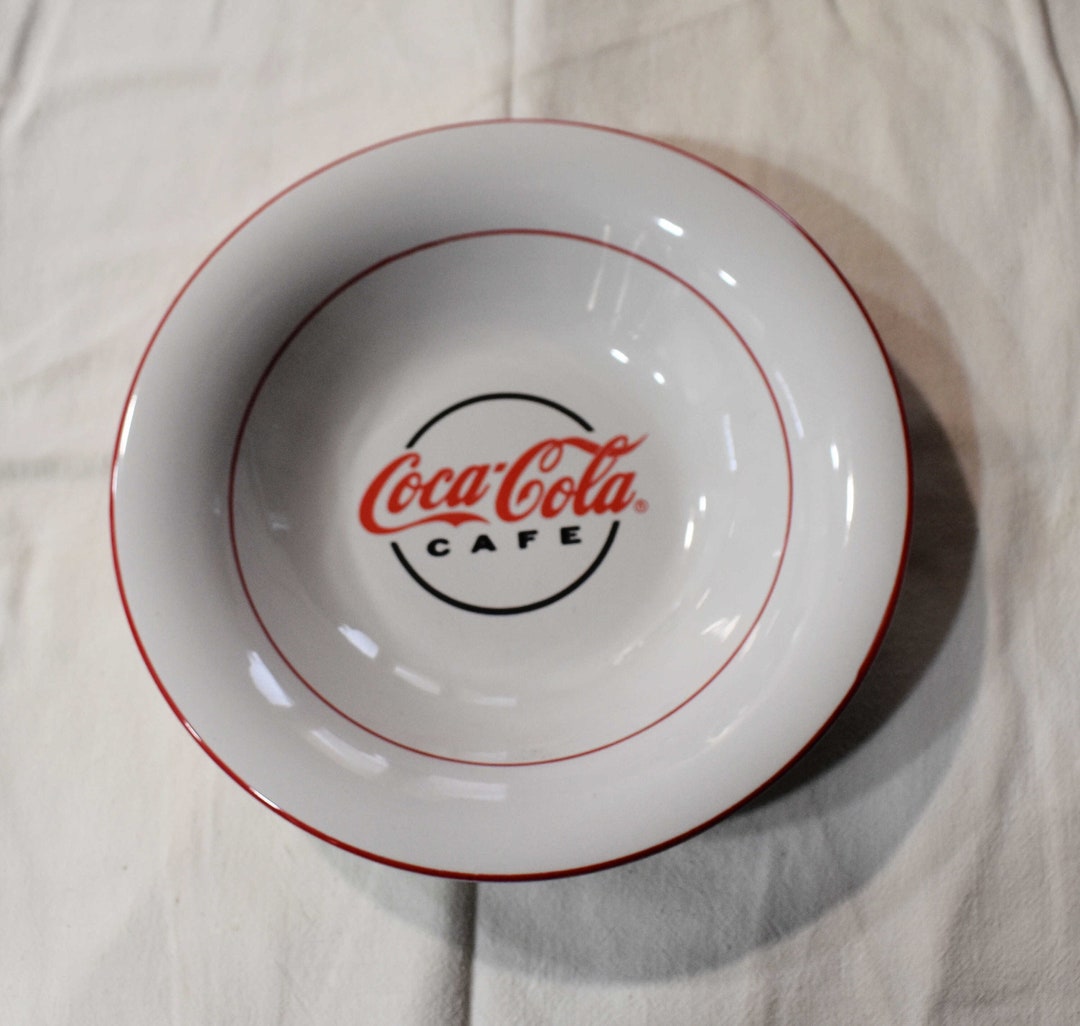 4 Vintage Coca Cola Cafe Collector Soup Bowls, White Dinnerware With ...