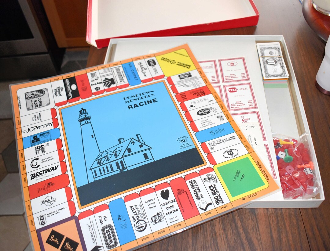 Vintage 1980s Hometown Monopoly Game for Racine Wisconsin - Etsy