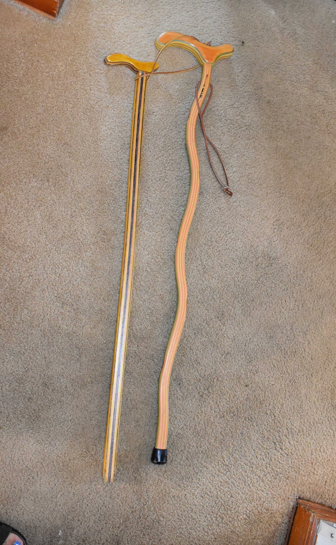 Vintage Canes Colorful Striped Inlaid Wood Canes Funky Dyed - Etsy