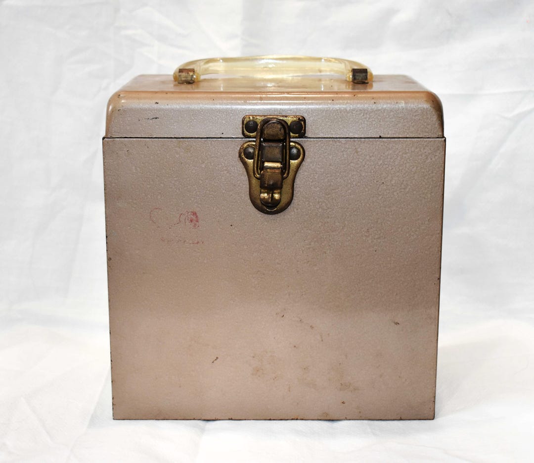 Vintage 1970s Metal 45 Record Carrier Amfile Case With Clear Plastic ...