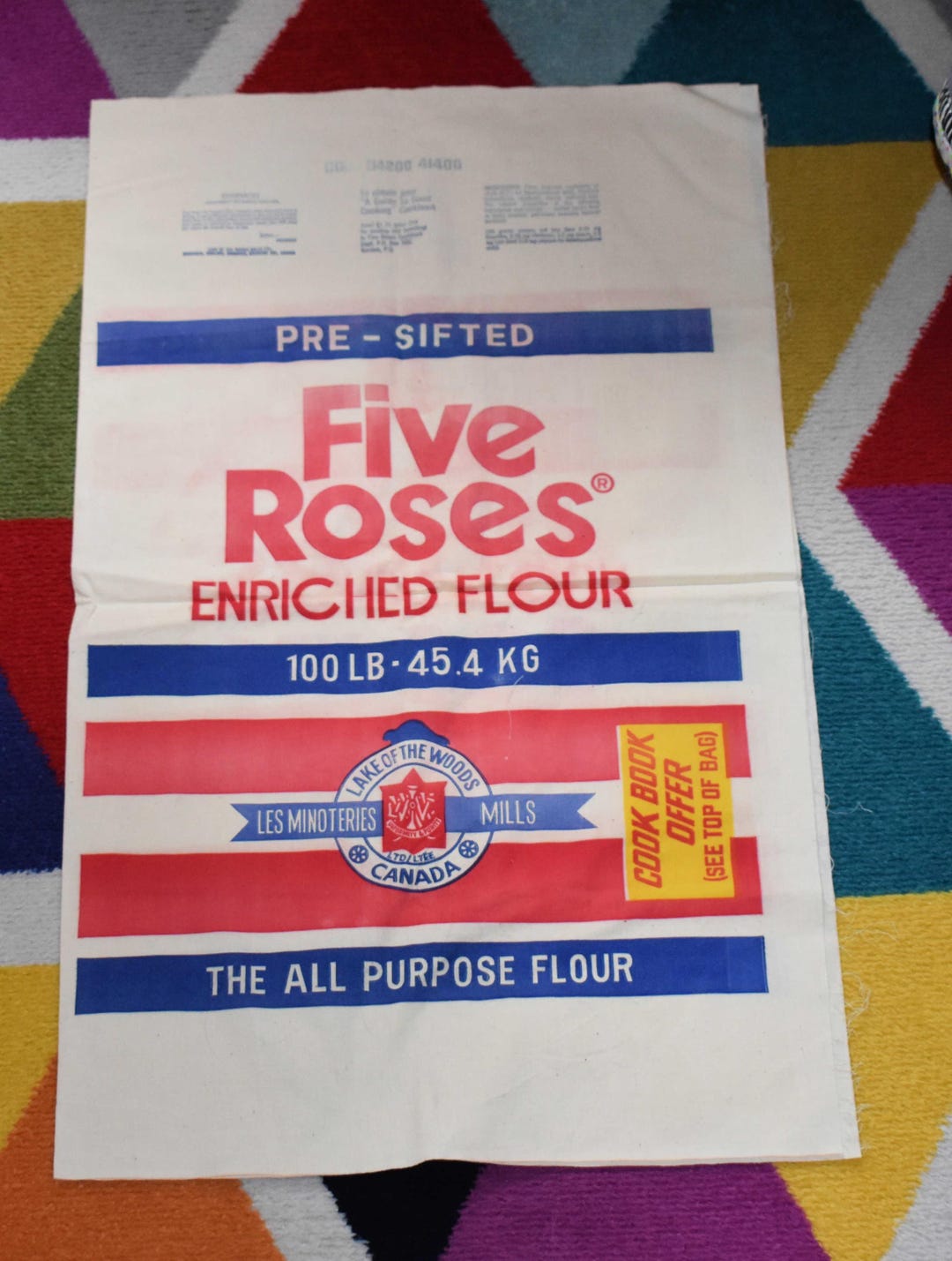 Vintage Five Roses Flour Sack, 100 Lb. Flour Sack, 1960s Advertising in ...
