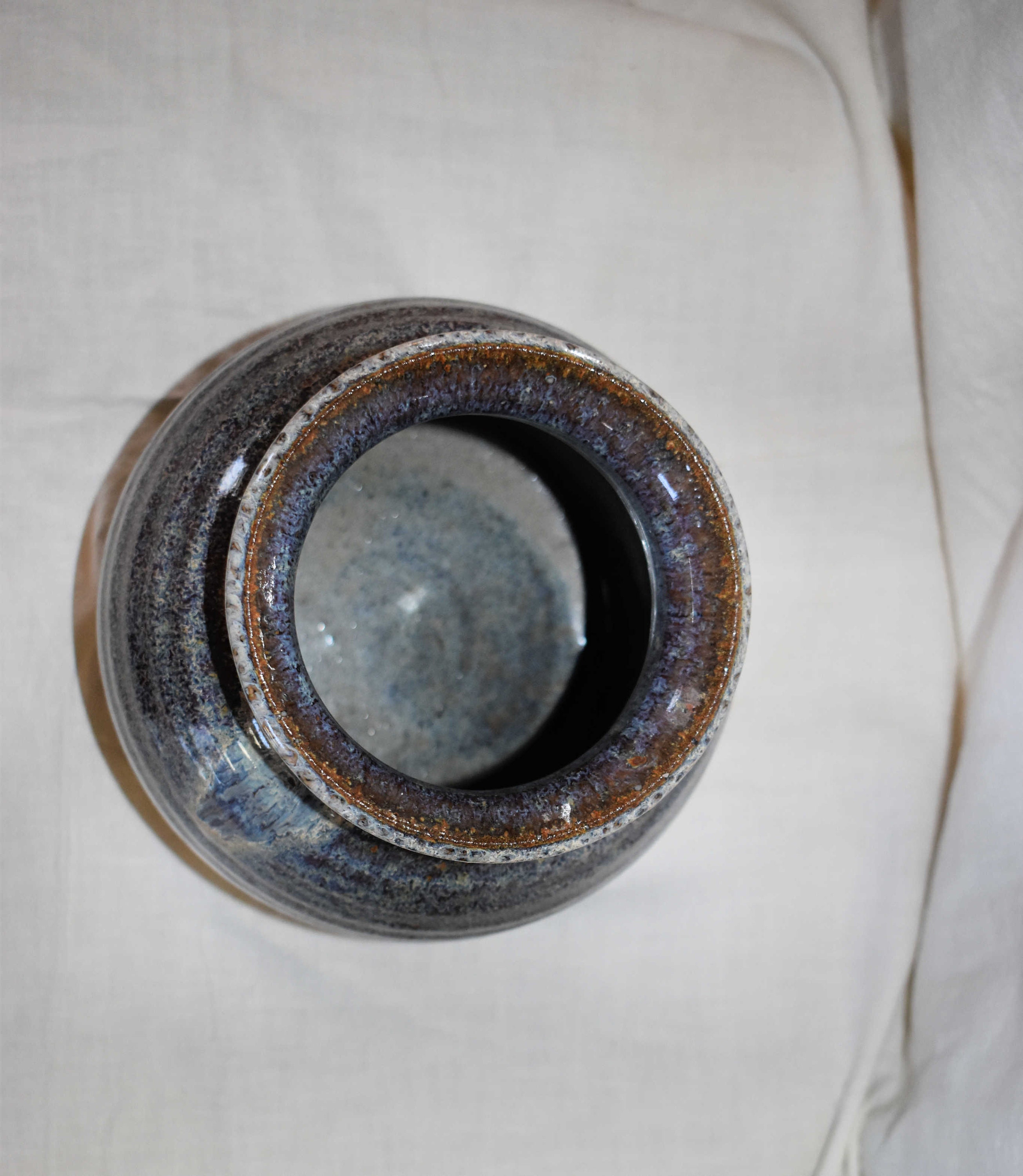 Vintage Hand Crafted Stoneware Jug Vase With Glaze in Blue Deep ...