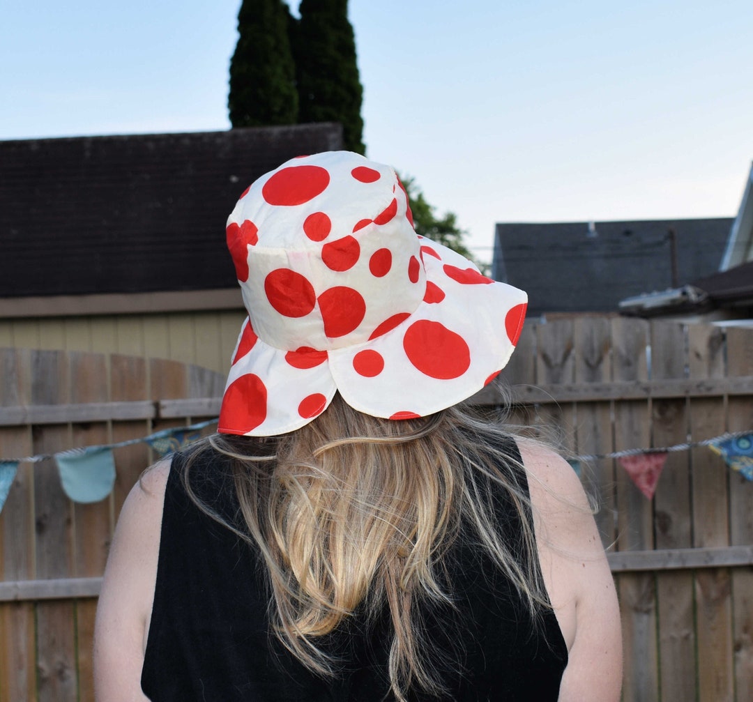 Vintage 1960s Red Polka Dot Hat With Back Split Brim Size 7 1/4 Mid ...