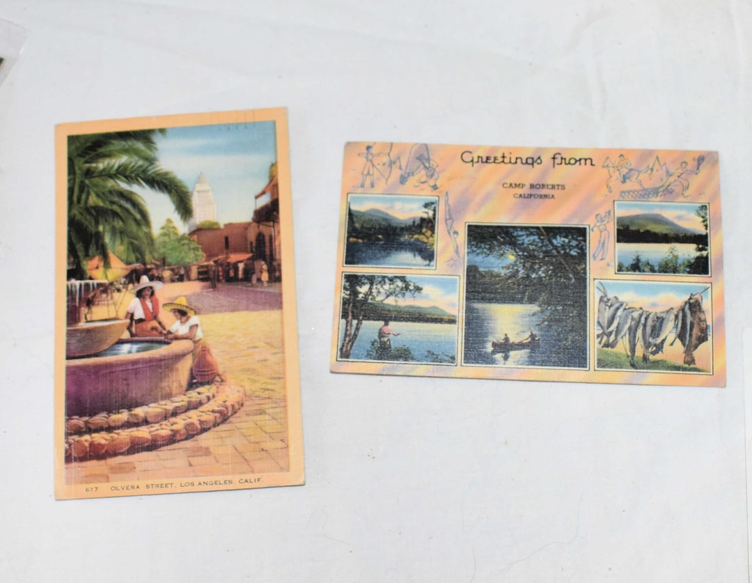 Vintage 1940s Postcards Set of 2 Los Angeles Camp Roberts Southern ...