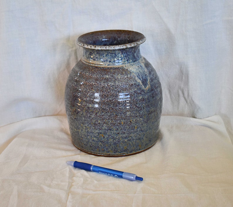 Vintage Hand Crafted Stoneware Jug Vase With Glaze in Blue Deep ...