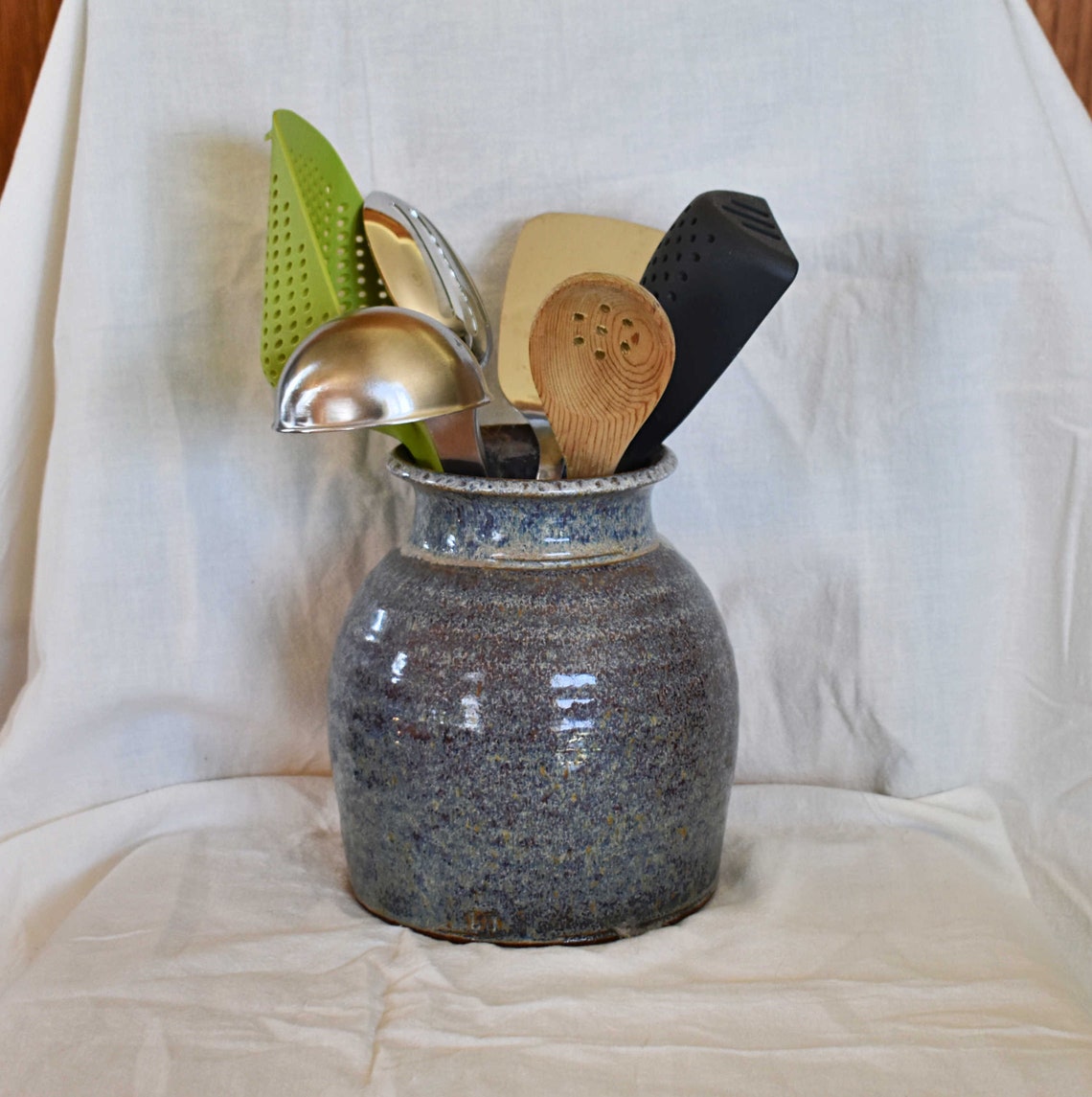 Vintage Hand Crafted Stoneware Jug Vase With Glaze in Blue - Etsy