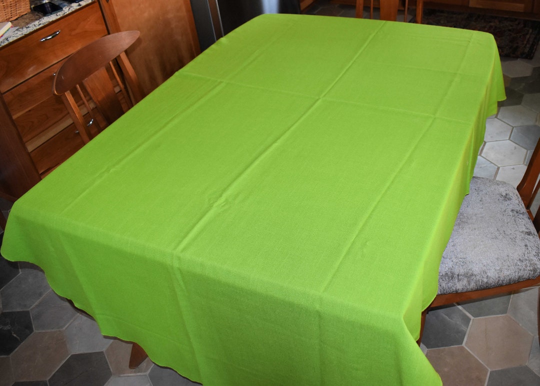Large Oval Woven Avocado Green Tablecloth Solid Green Olive Green 58" X ...