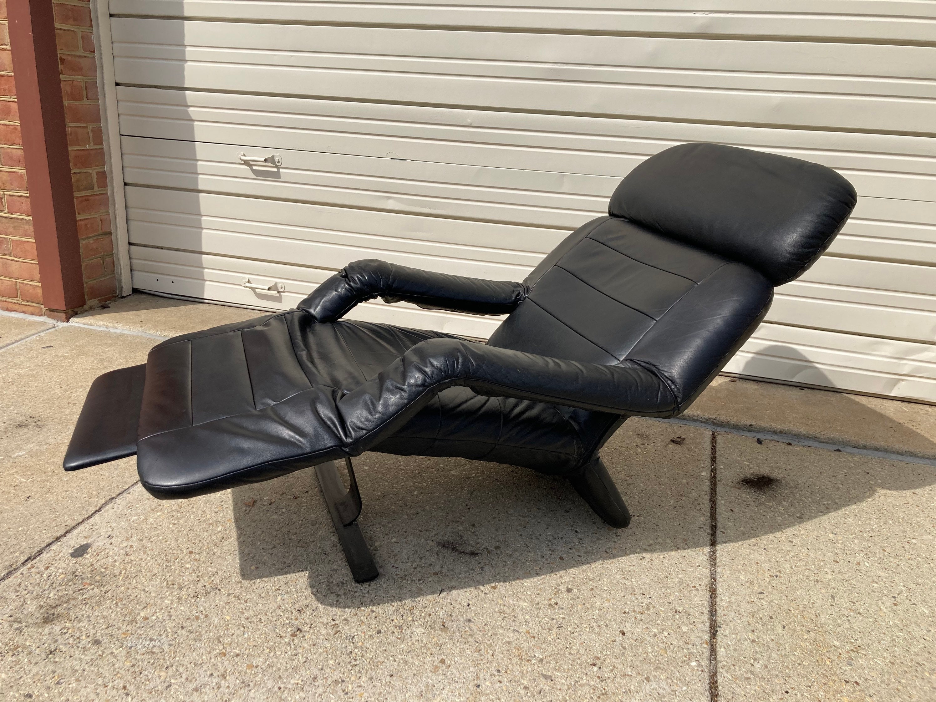Vintage Postmodern Brutalist Style Pony Model Leather Recliner Chair by ...