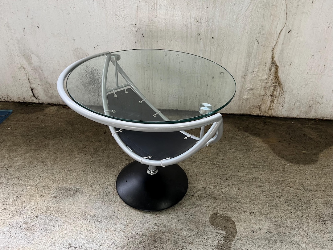 Vintage 80s Italian Postmodern Glass and Metal Side Accent Table ...