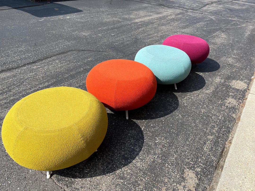 Allermuir Pebble Stool Pouf Ottoman in Boucle Modern Contemporary ...