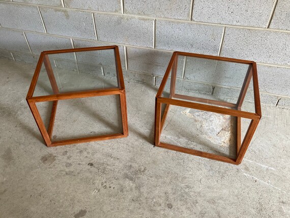 Pair 2 Vintage Kai Kristiansen Cube Danish Modern Teak and | Etsy