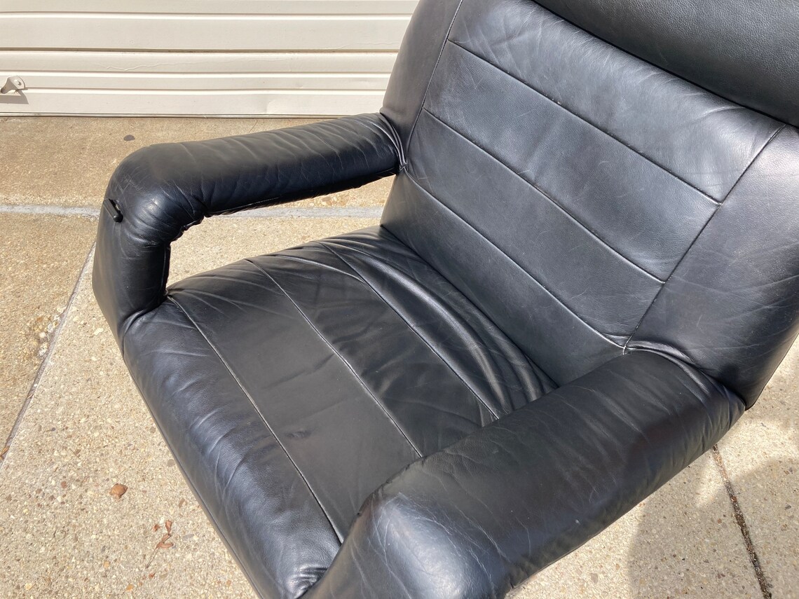 Vintage Postmodern Brutalist Style Pony Model Leather Recliner Chair by ...