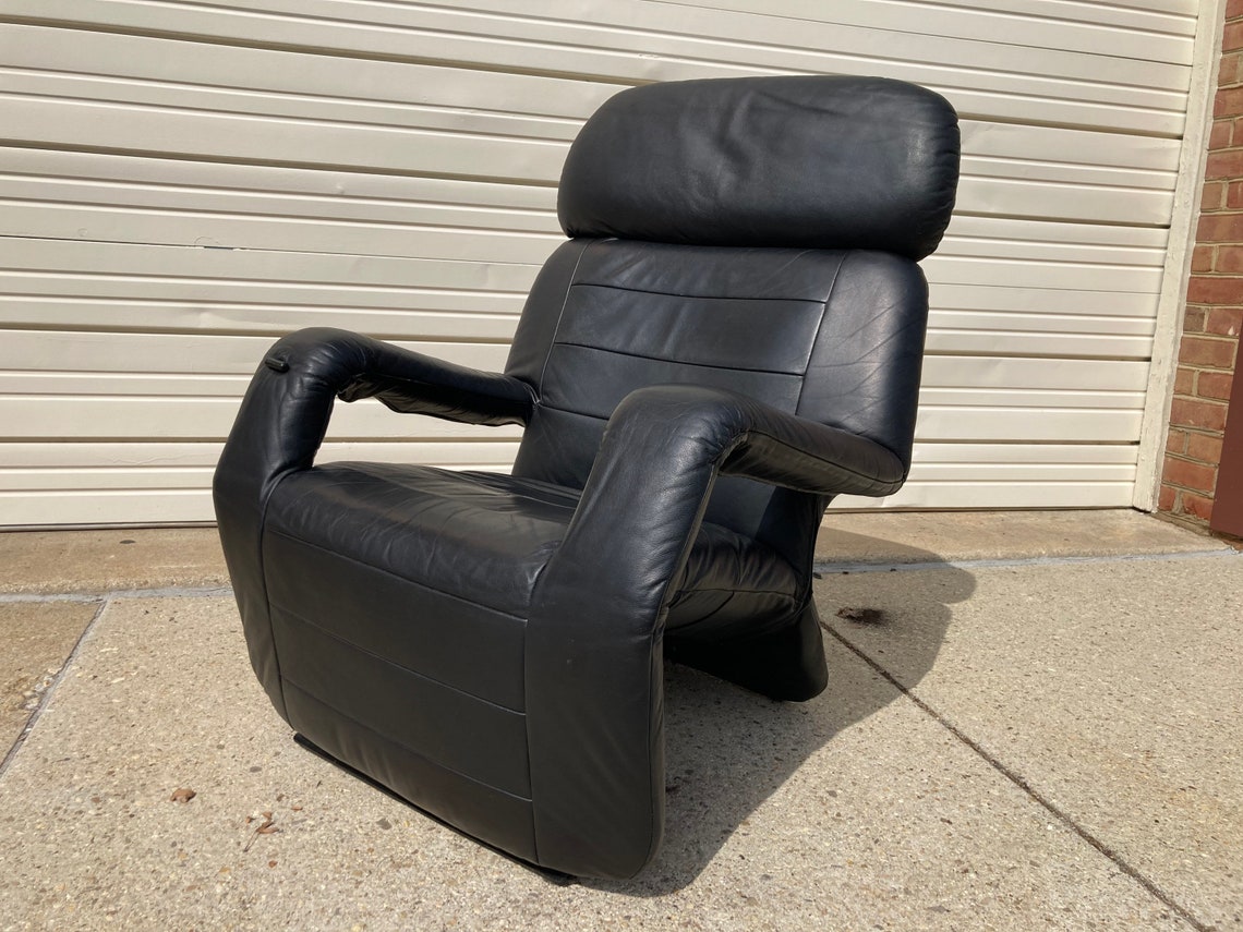 Vintage Postmodern Brutalist Style Pony Model Leather Recliner Chair by ...