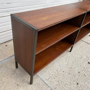 Vintage Walnut and Bronze Bookshelf Bookcase Knoll Mid Century Modern ...