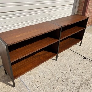 Vintage Walnut and Bronze Bookshelf Bookcase Knoll Mid Century Modern ...