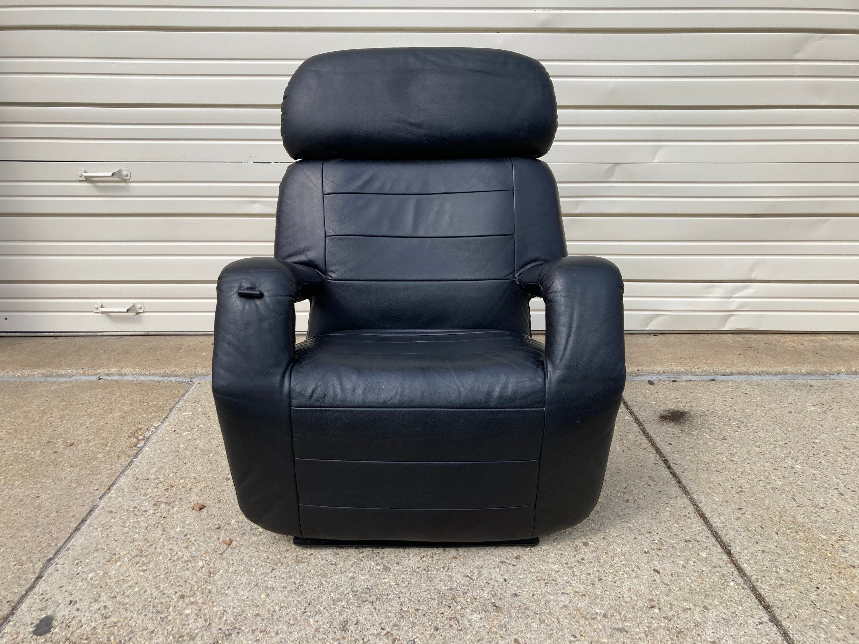 Vintage Postmodern Brutalist Style Pony Model Leather Recliner Chair by ...