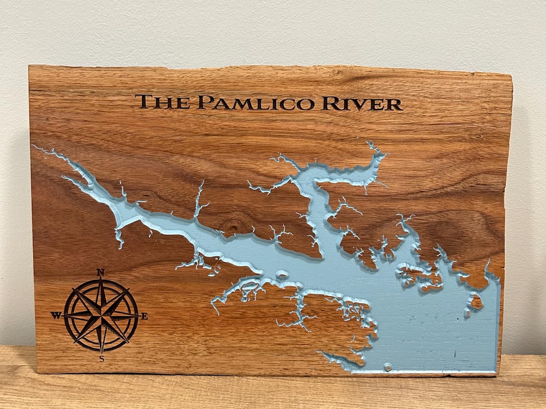 Live Edge Black Walnut Wood Map Wall Art | Lake Cut-out | River Cut-out ...