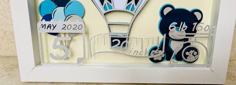 BIRTH STATS BLUE Baby Shadow Box/ Baby Boy Birth Announcement / Custom ...