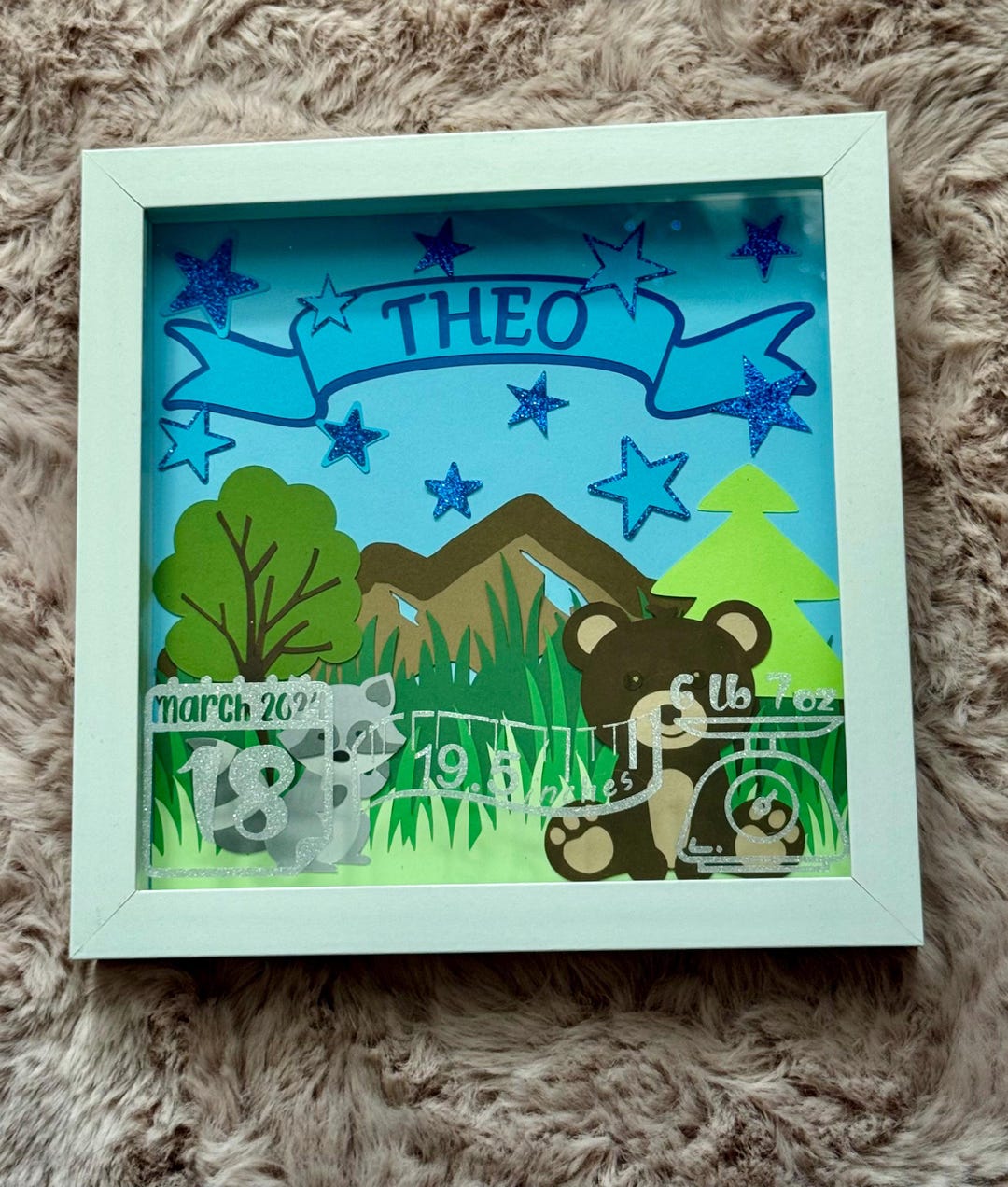Personalized Birth Stats Shadow Box: Newborn Nursery Decor - Etsy