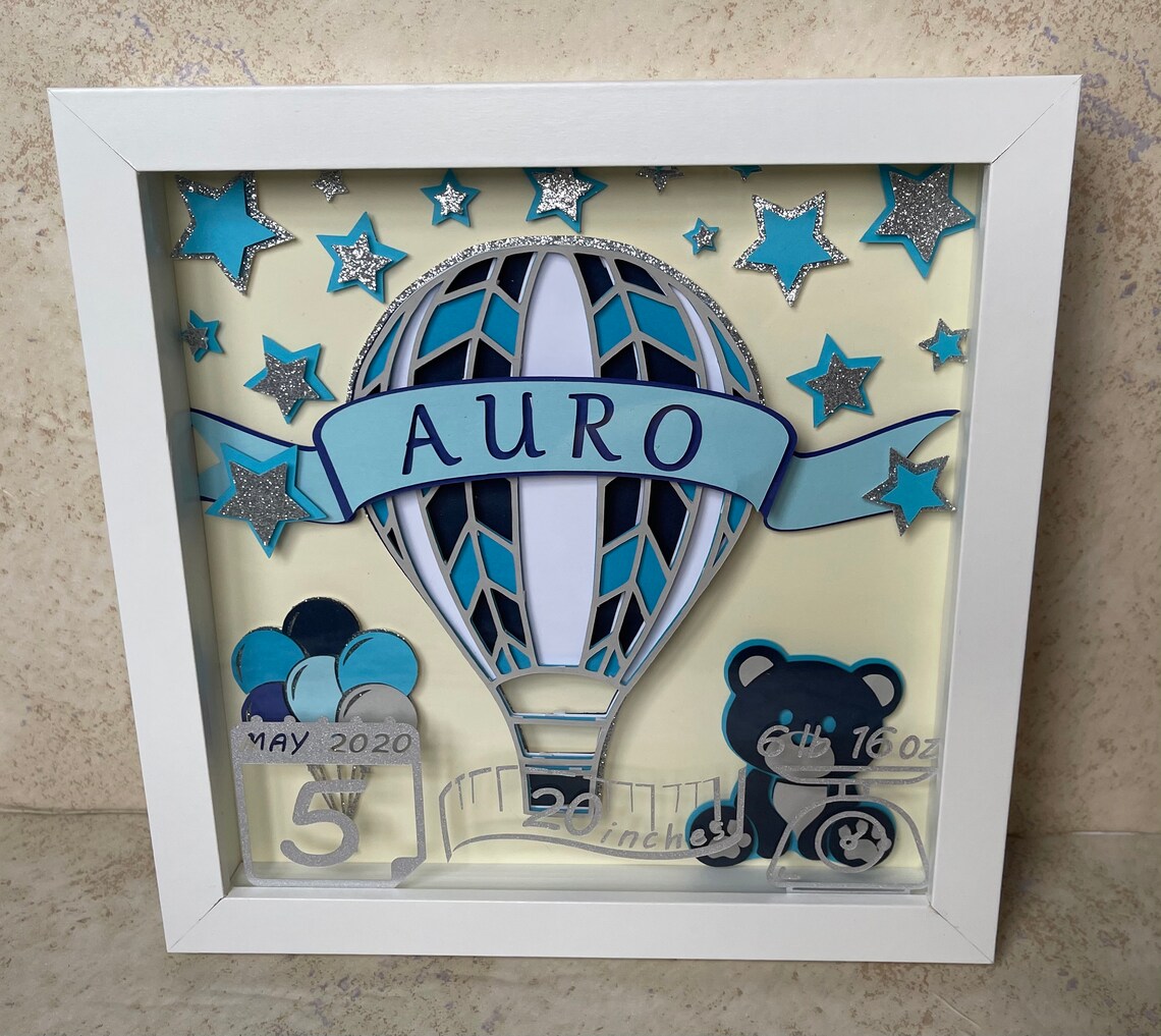 BIRTH STATS BLUE Baby Shadow Box/ Baby Boy Birth Announcement - Etsy