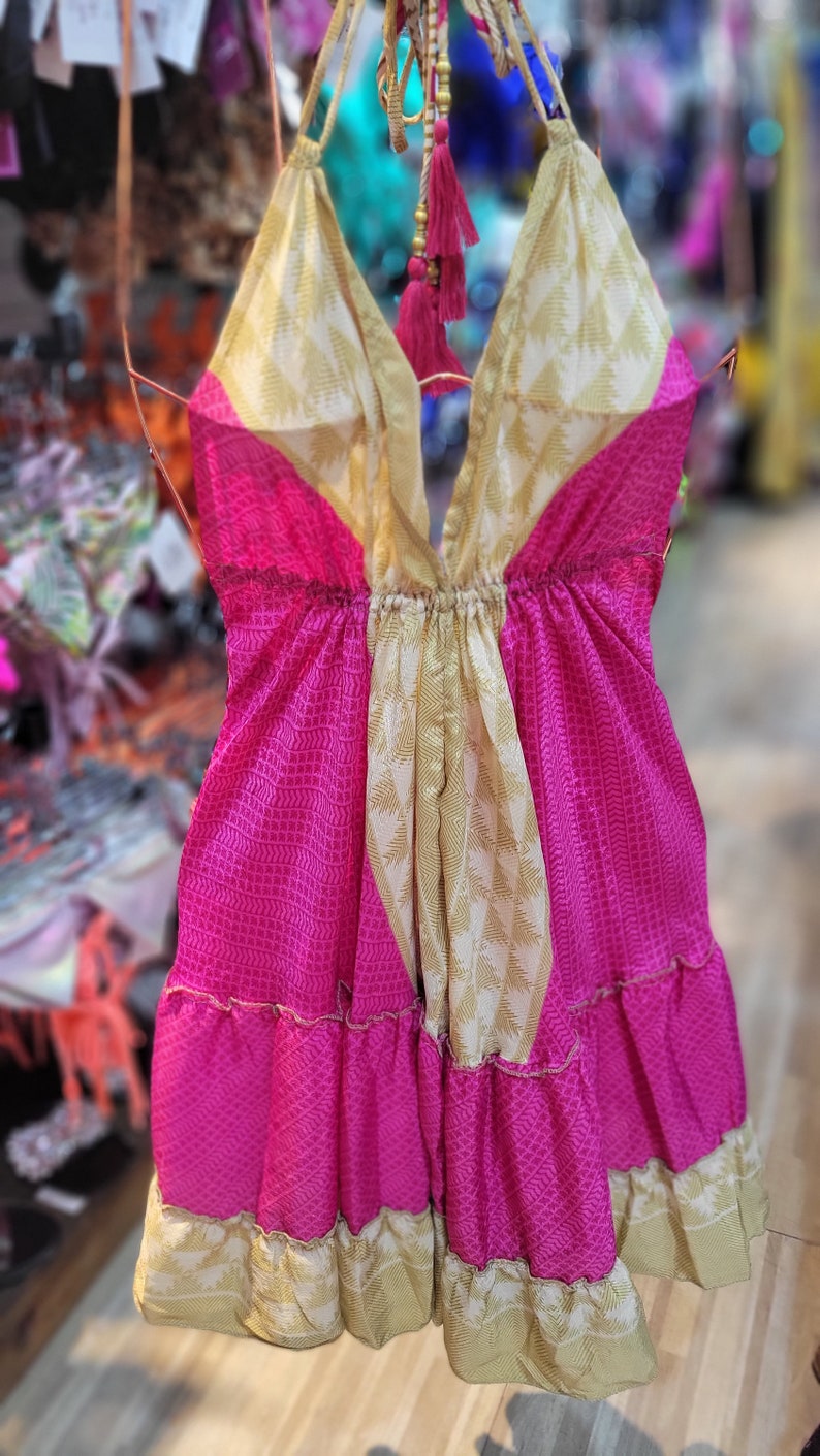 Dress Made in India Short Dresses Open Back Tiered Dress Backless Dress Bohemian - Etsy