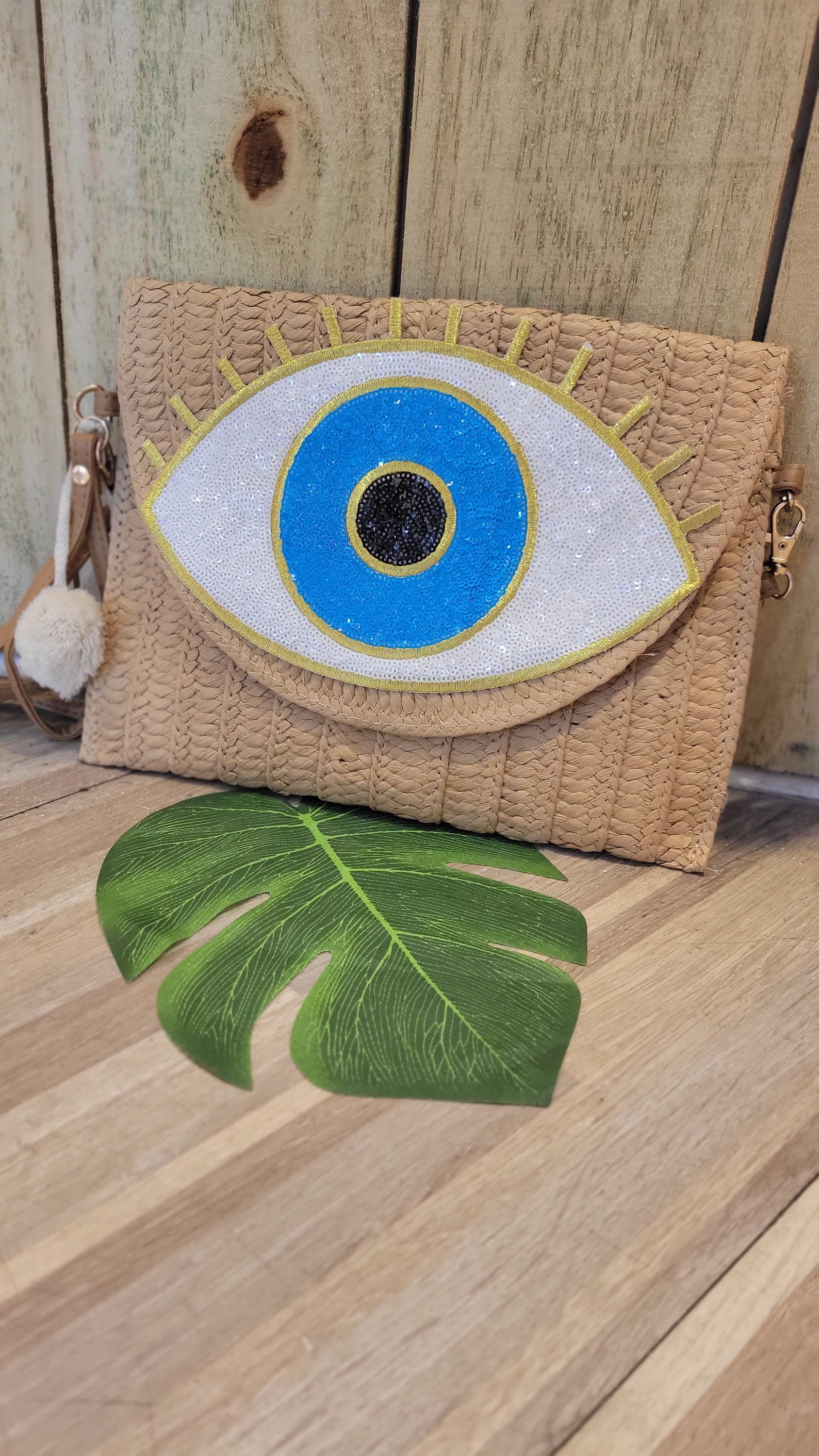 Handcratted Handbag • Patched Straw • Evil Eye Clutch Bag • Love - Etsy