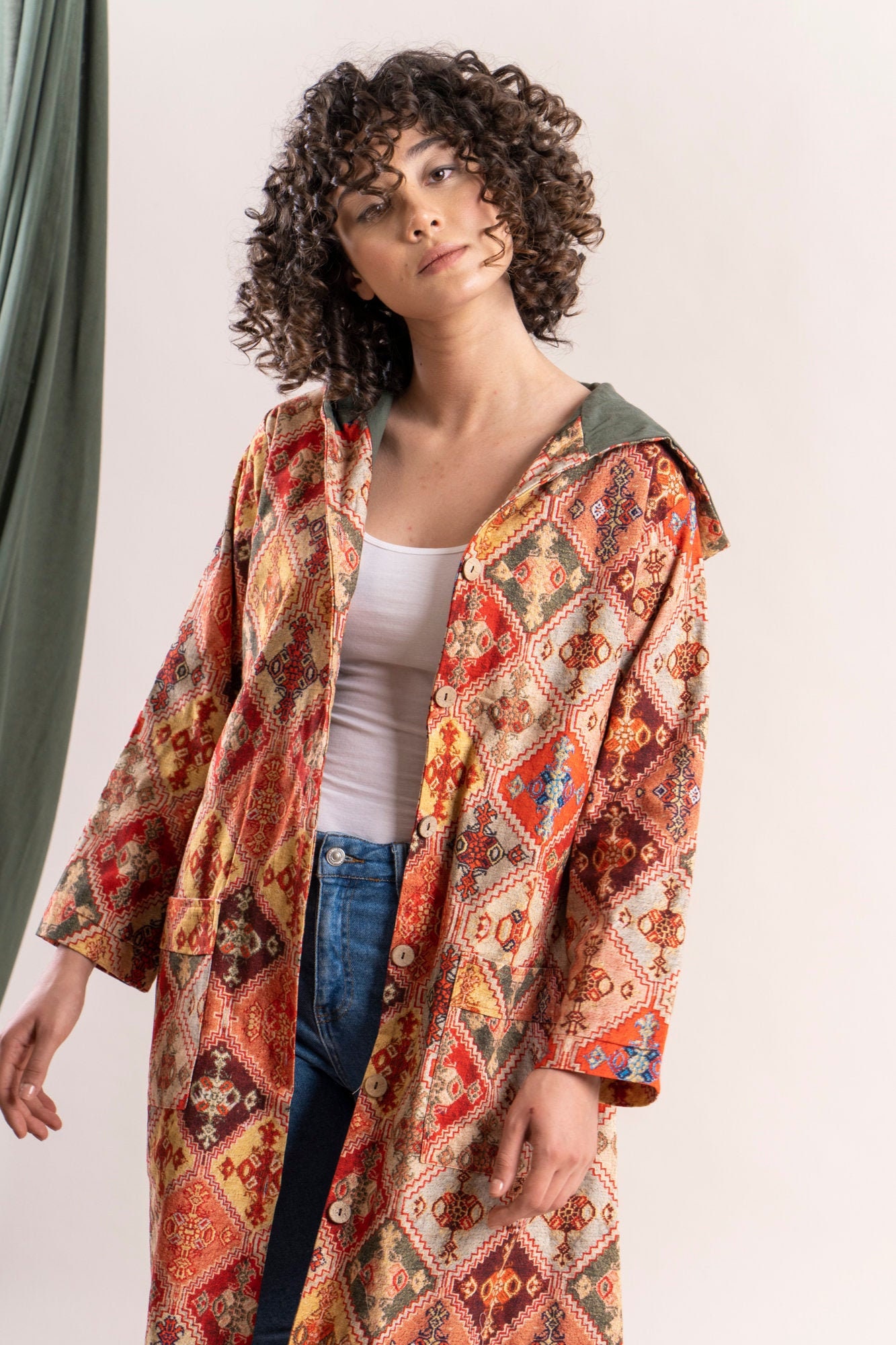 Boho Jacket Boho Dress Women Kaftan Cotton Coat Bohemian Etsy