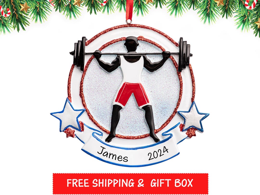 Weightlifting Personalized Christmas Ornament 2025 | Body Builder Boy ...