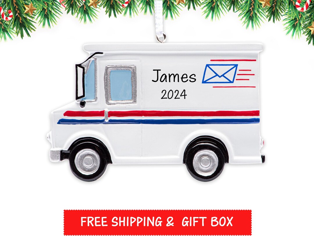 Mail Truck Ornament, Postal Worker Christmas Ornament, Personalized ...