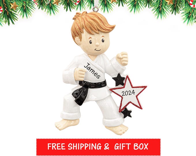 Karate Ornament, Karate Personalized Ornament, Karate Boy Ornament ...