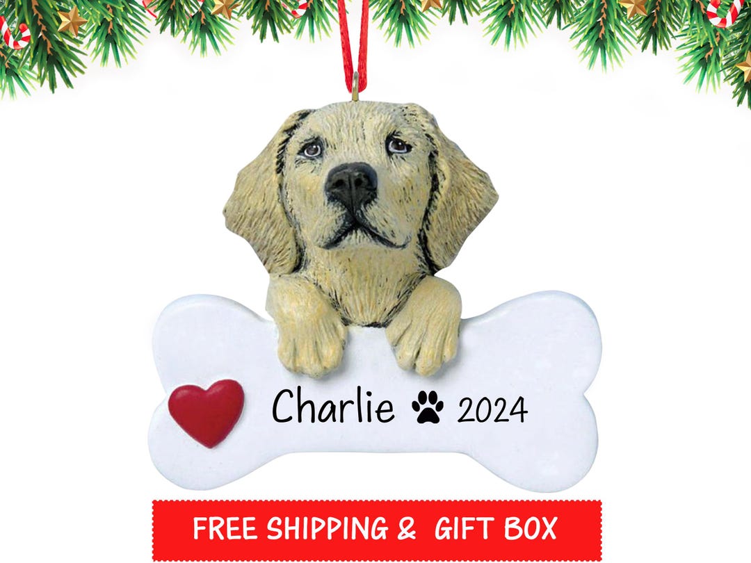 Personalized Yellow Lab Ornament, Labrador Retriever Dog Christmas ...