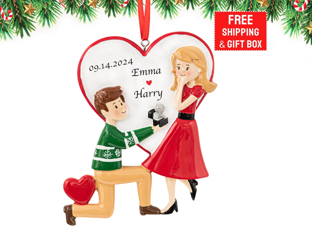 Engagement Couple Personalized Christmas Ornament Proposal Ornament