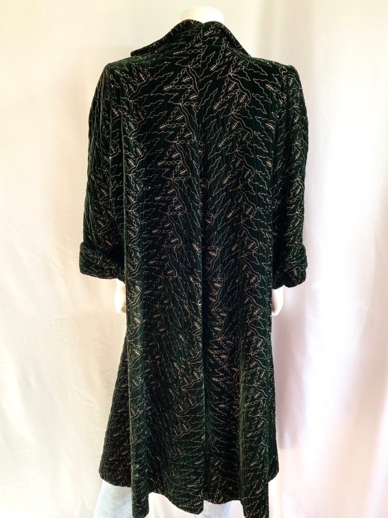 Vintage 1950s Hunter Green Velvet Gold Embroidered Coat - Etsy