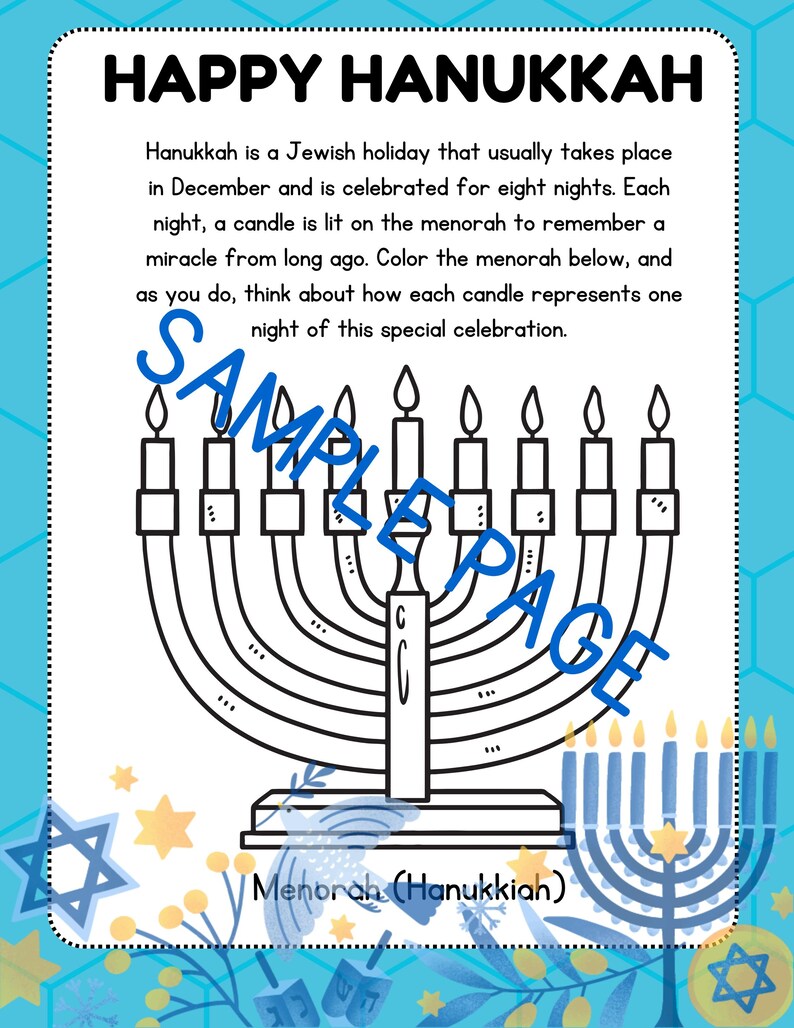 Let's Celebrate Hanukkah - Printable Coloring & Actvity Pages for Age 7 ...