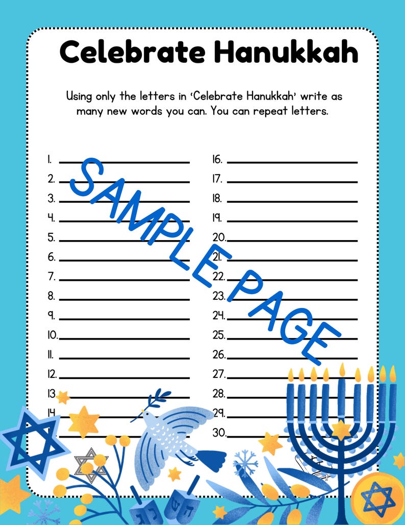 Let's Celebrate Hanukkah - Printable Coloring & Actvity Pages for Age 7 ...