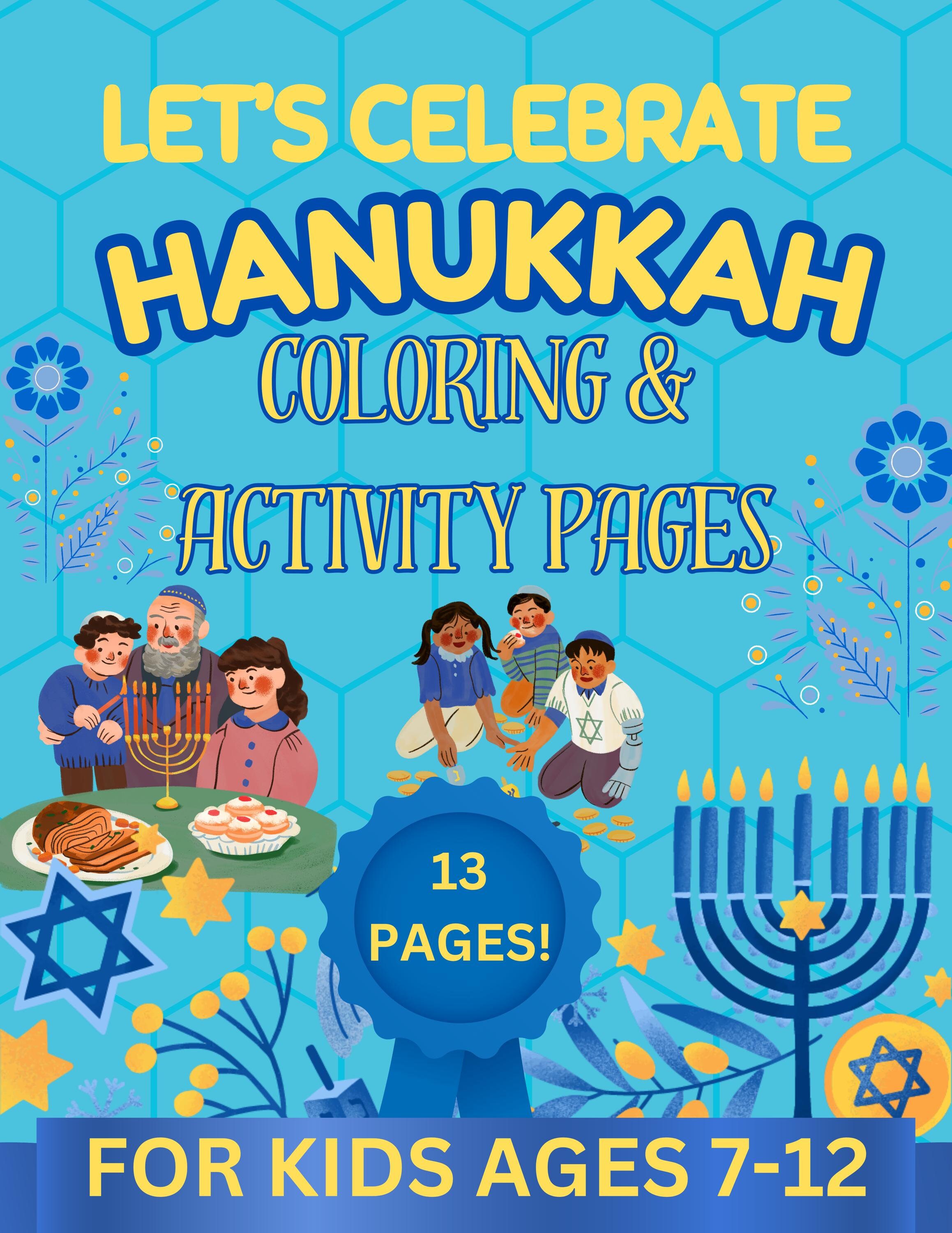 Let's Celebrate Hanukkah Printable Coloring & Actvity Pages for Age 7 ...