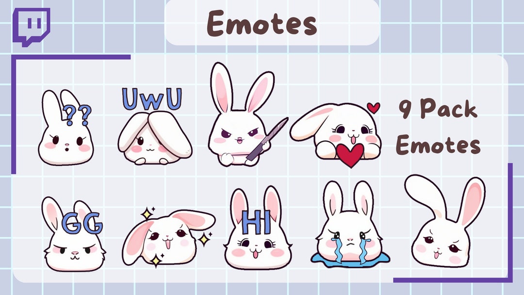 9 BUNNY EMOTES Twitch Discord Kick Youtube Streaming / - Etsy