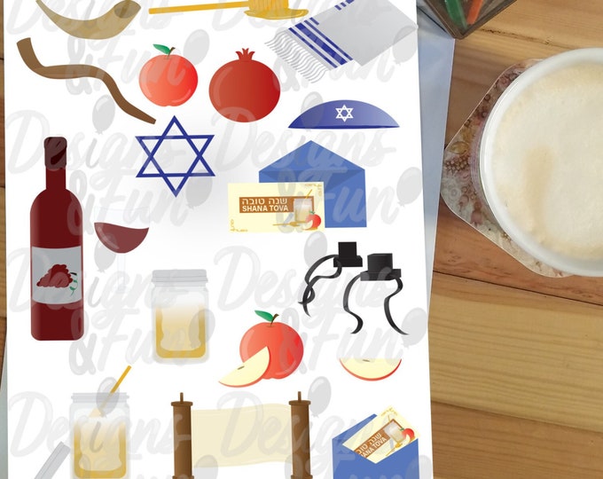 Rosh Hashanah Clipart- Yom Kippur Sukkot Clip Art- Instant Download ...