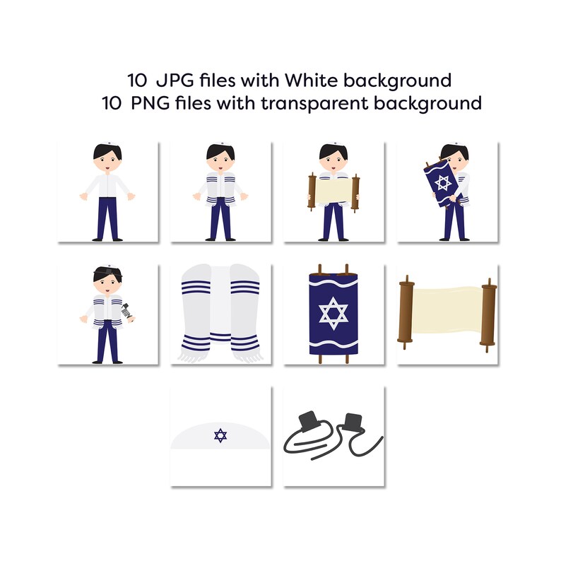 Cute Bar Mitzvah Boy Character, Printable Bar Mitzvah Clipart Set ...