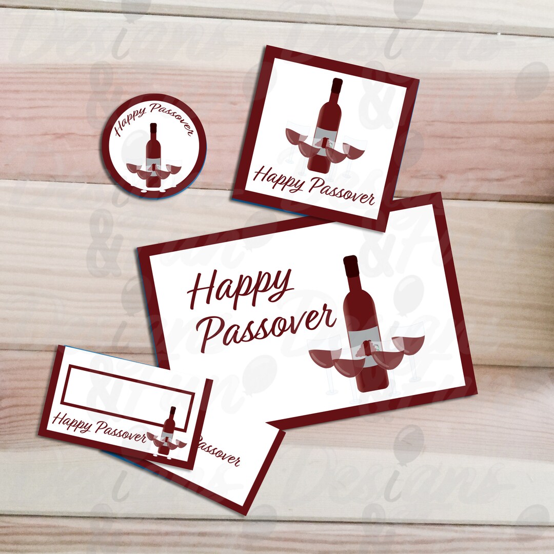 Passover Digital Download Cards and Tags Set, Holiday Card, Square ...