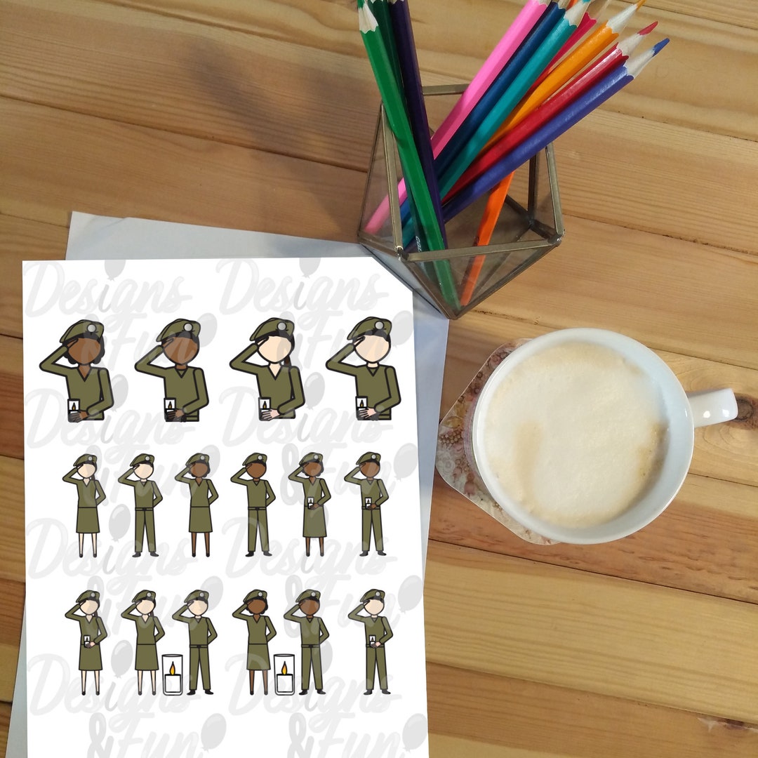 Memorial Day Clipart Set, Soldiers and Memorial Candles Illustrations ...